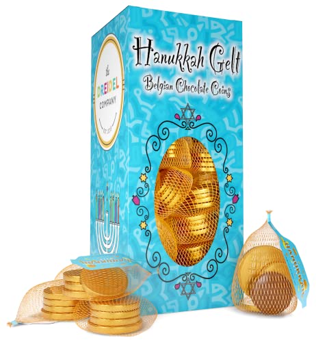 Hanukkah Chocolate Gelt Gold Coins In Mesh Bag, Belgian Milk Chocolate ...