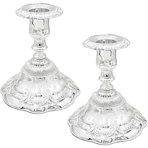 Shabbat Candlesticks Candle Holders Silver Plated, 2 Candlesticks Set ...